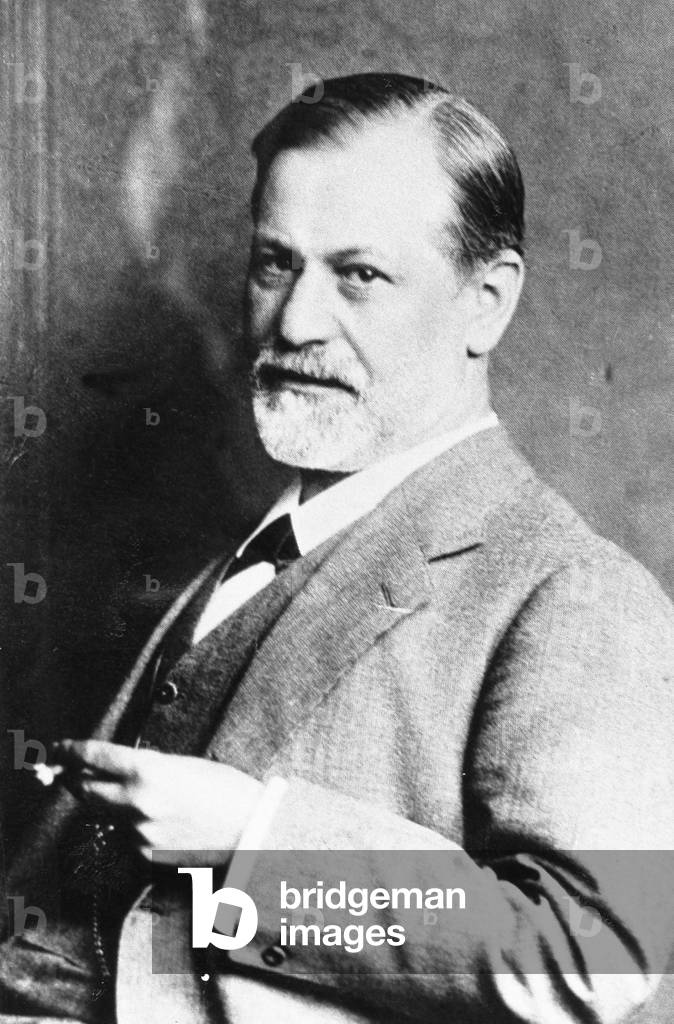 Image of Portrait of Sigmund Freud (b/w photo)