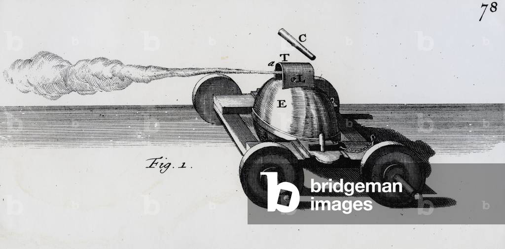 Image of Steam jet engine demonstrating Newton's third law of motion
