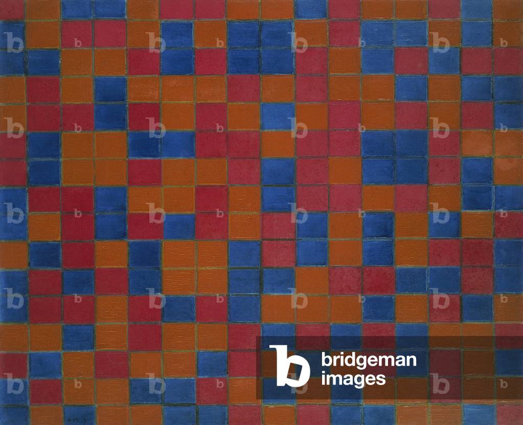 Image of Checker board composition with dark colours, 1919, by Piet ...