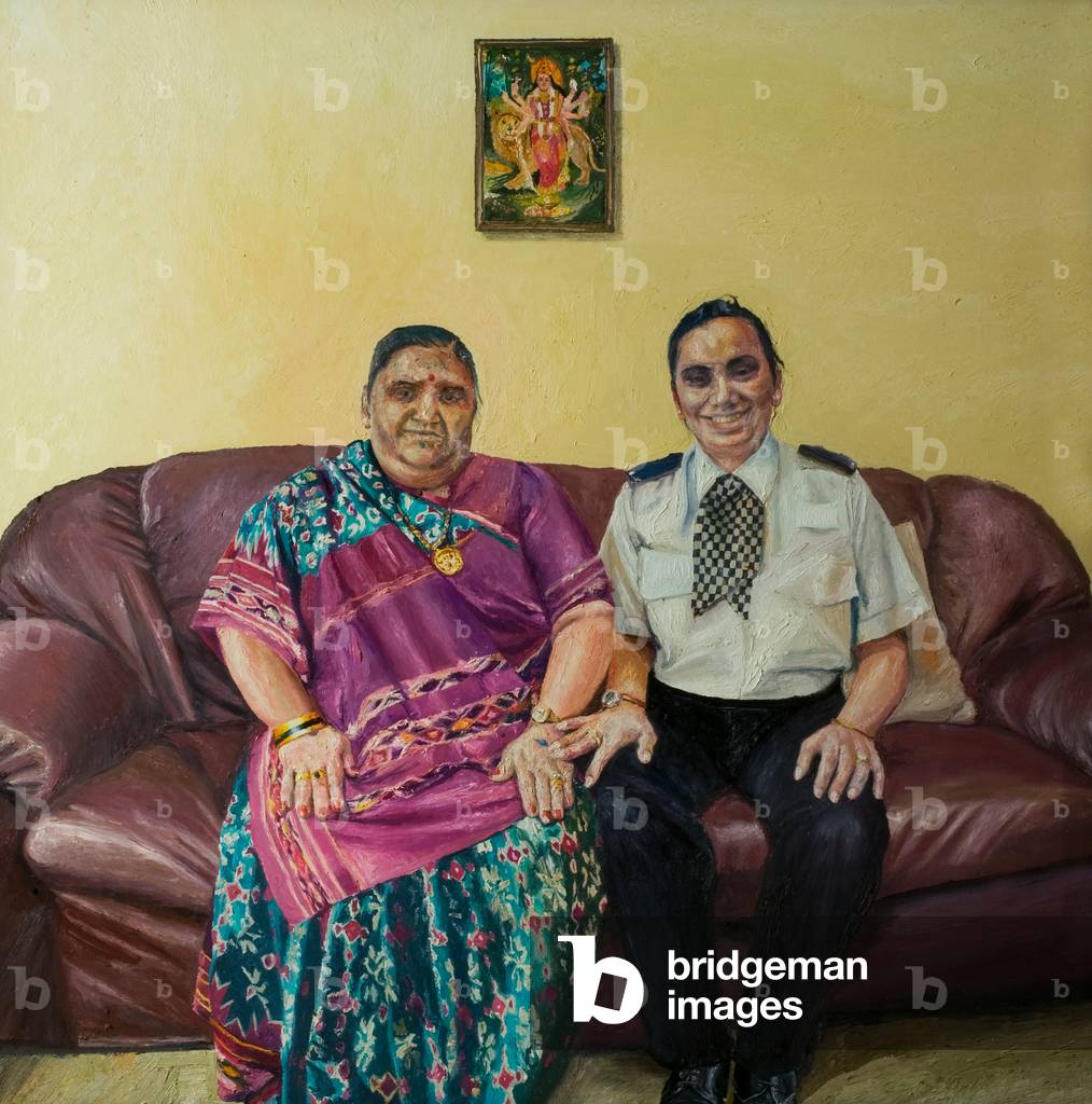 Image of Muktaben Bhogaita and Daughter Alka, 2001 (oil on canvas) by ...