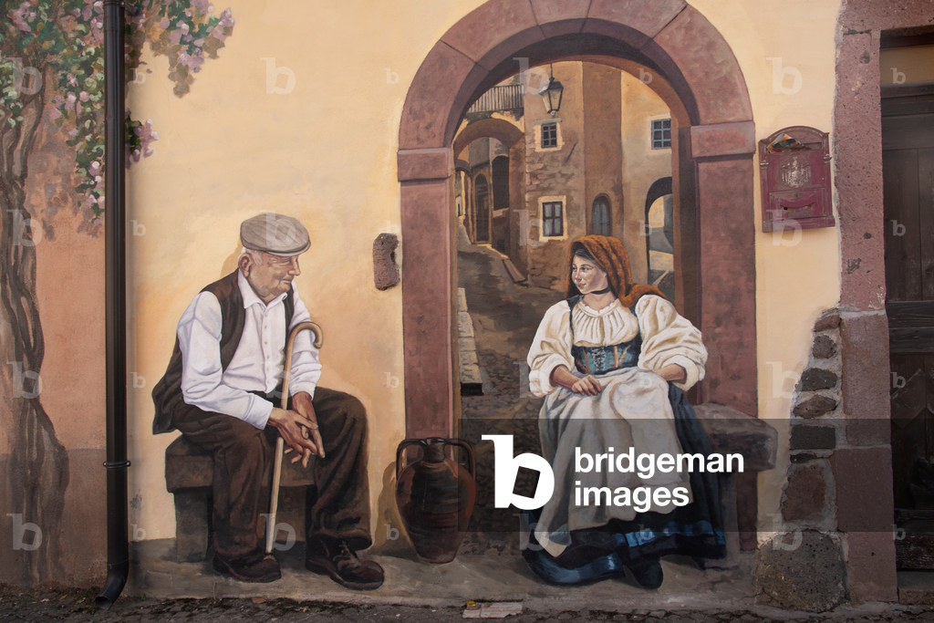 Image of Mural of old man and young woman, Tinnura (photo) by Unknown ...