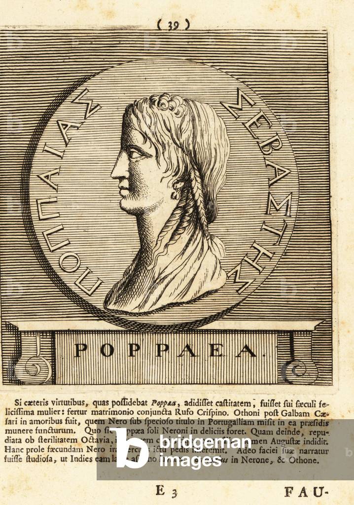 Image of Poppaea Sabina, second wife of Roman Emperor Nero ,1784 ...