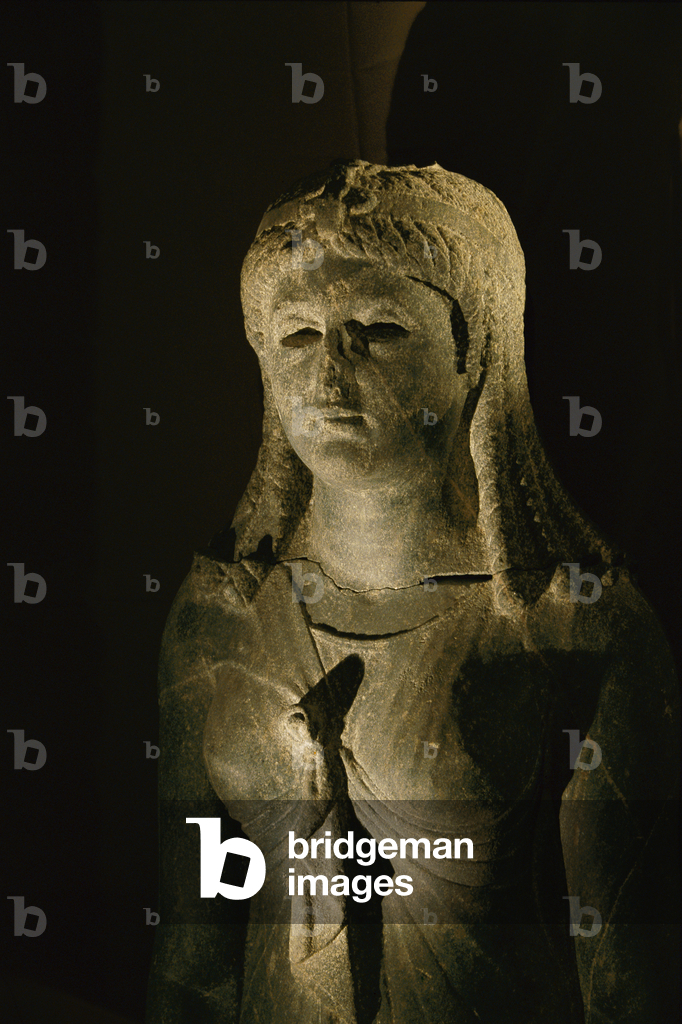 Image of A granite statue of Isis, Late Period, 2002 (photo) by Garrett ...