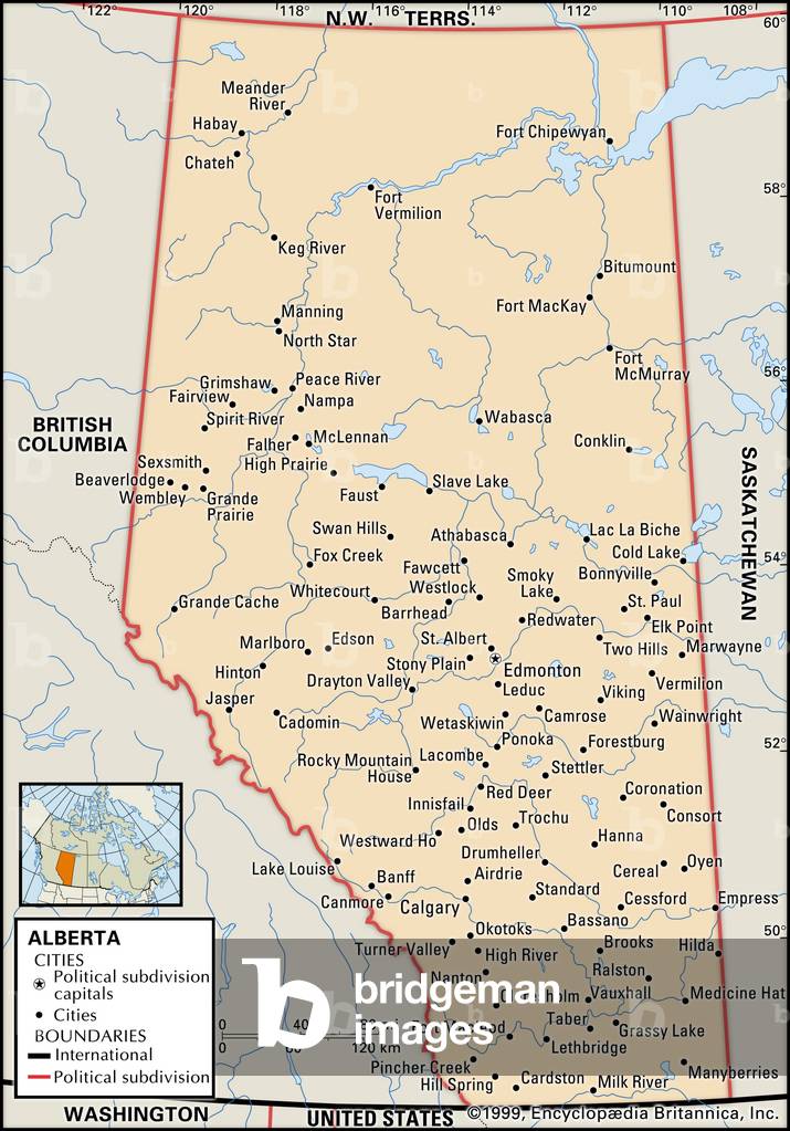 Image of Political map of Alberta
