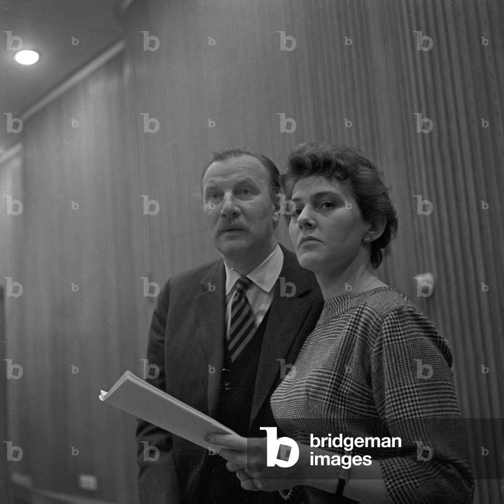 German actor Martin Held at the productin of an audio play of channel ...