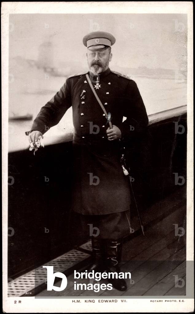 Image of Ak H.M. King Edward VII, Uniform, Sword, Cap, On board by ...