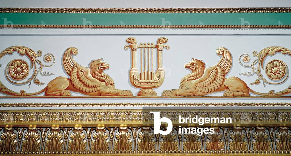 Image of Roman-style frieze and cornice in the Wyatt Bedroom, Belvoir ...