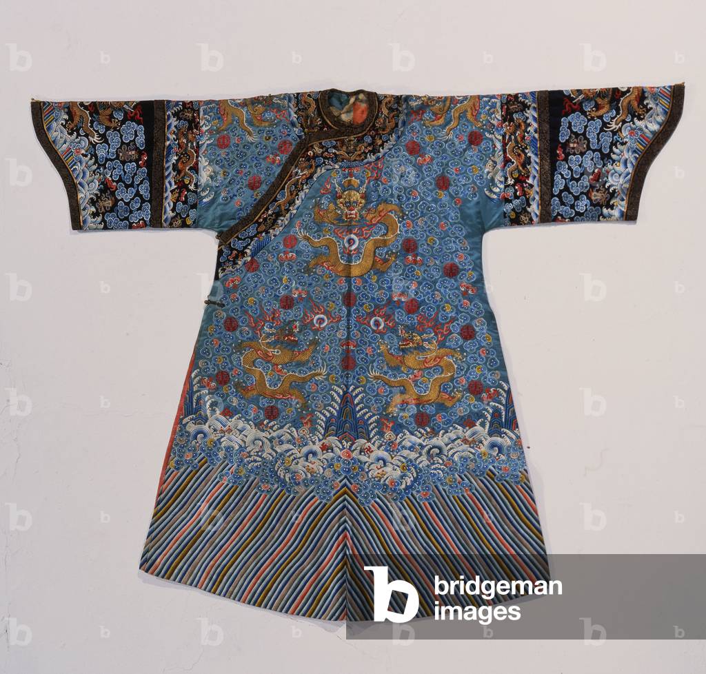 Image of An Imperial consort's formal court robe (Chi'fu) of turquoise ...