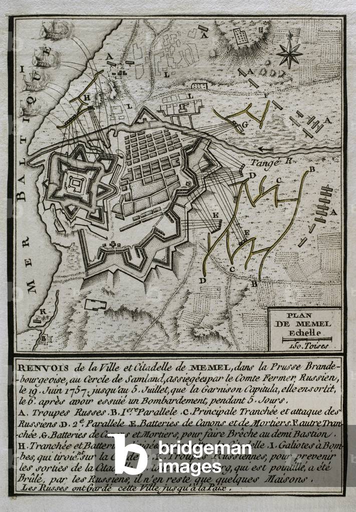 Image of Seven Years War: Map of the Russian bombardment of Memel, by ...