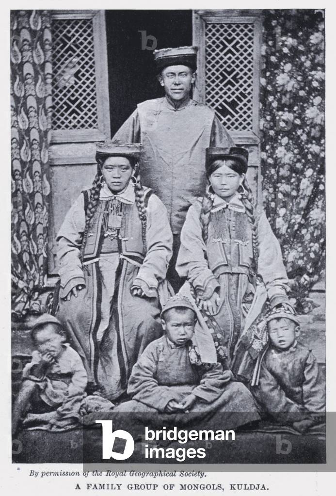 Image of A Family Group of Mongols, Kuldja (b/w photo) by English ...