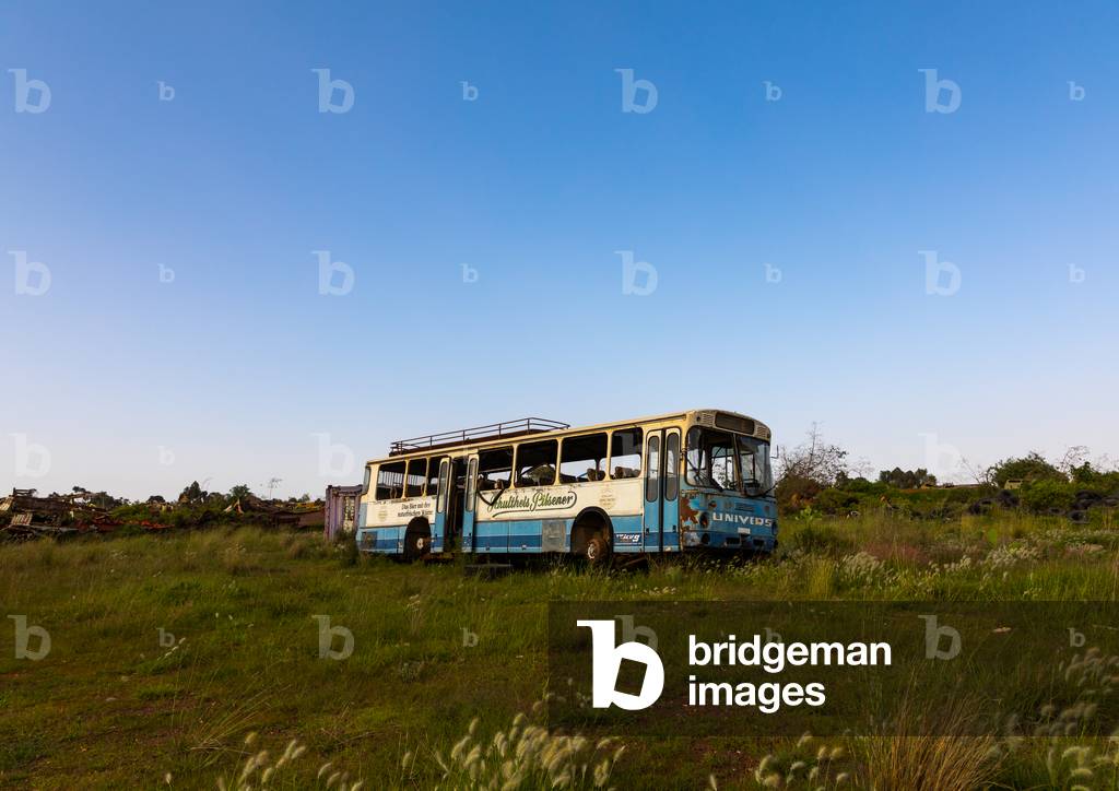 Image of Old bus in the military tank graveyard, Central region, Asmara,