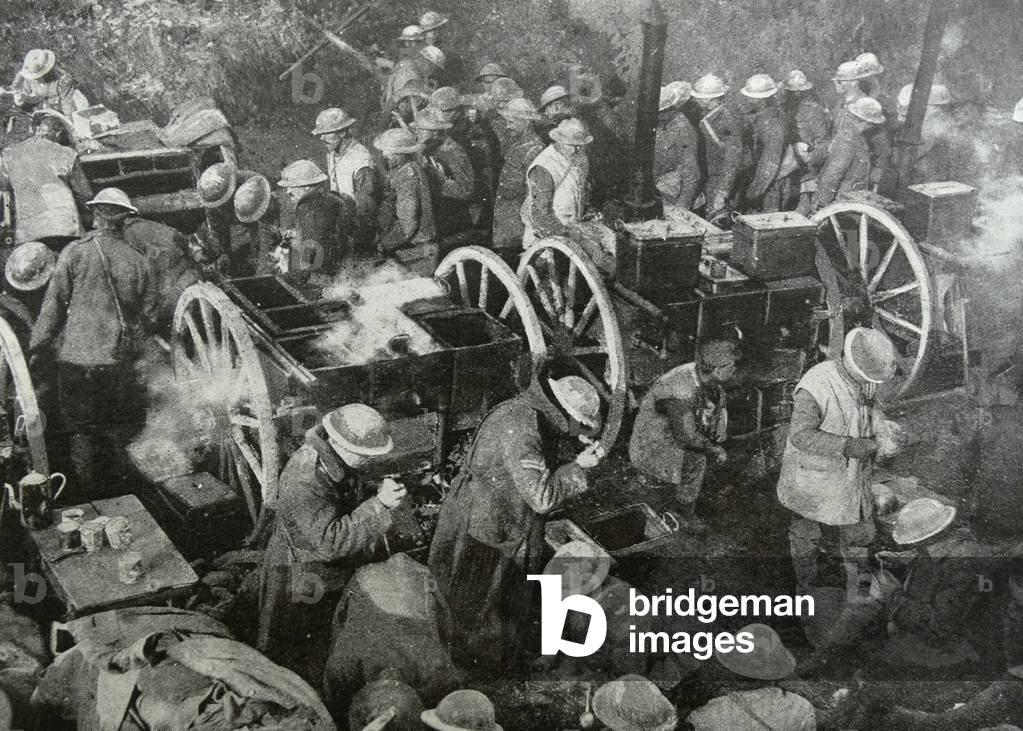 Image of Mobile British army field kitchen in the first world war,