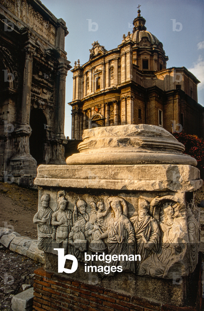 Image of Imperial Rostra with Arch of Septimius Severus and a Church by ...