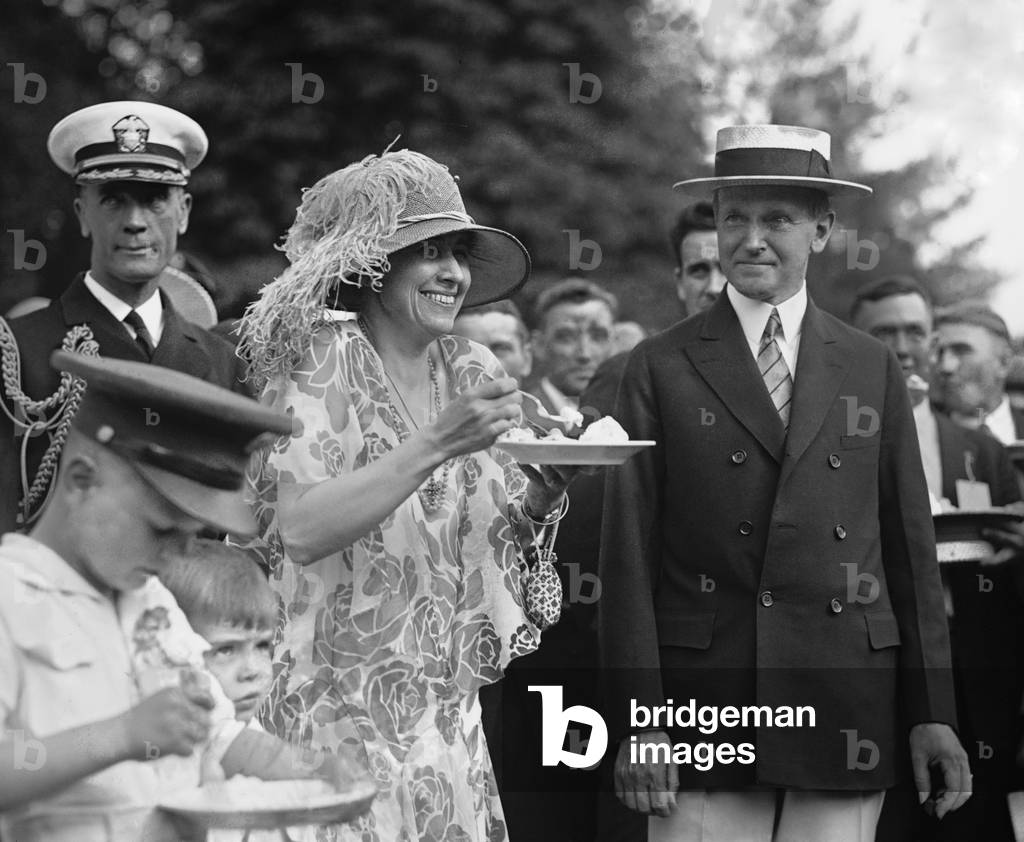 Image of President Calvin Coolidge and First Lady Grace Coolidge at a
