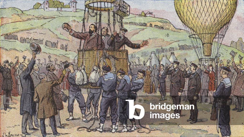 Image of Leon Gambetta escaping the Siege of Paris by balloon, 1870 by ...