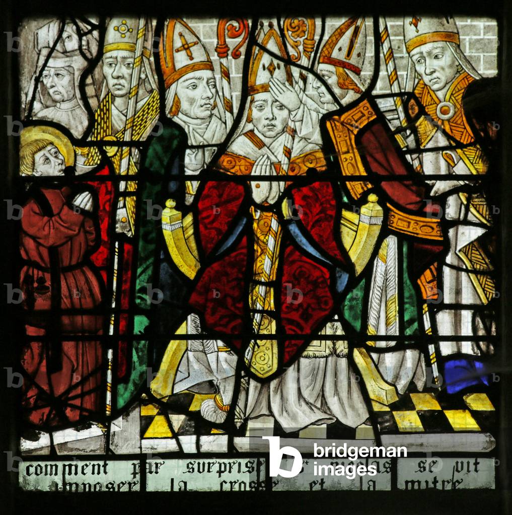 Image of Window depicting a bishop, posssibly St Nicholas (stained ...
