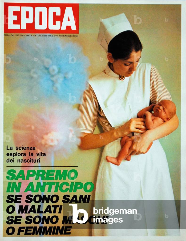 Image of Nurse holding newborn baby, 1971 (photo)