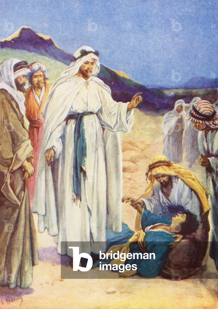 Image of The deaf and dumb Boy healed (colour litho) by Hardy, Evelyn ...