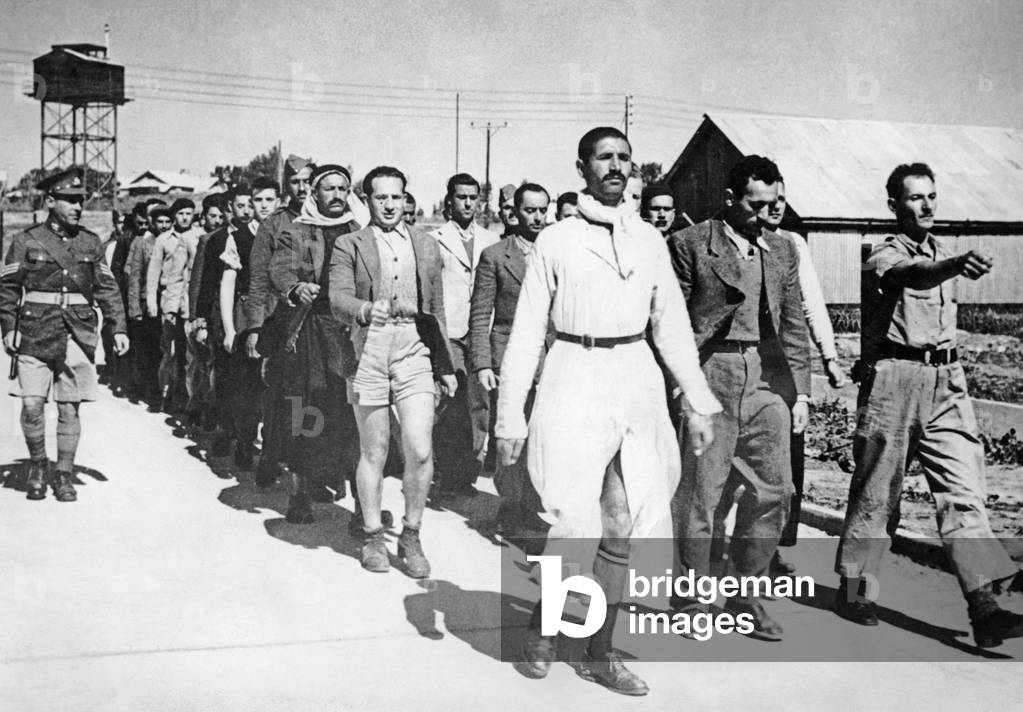 Image of Arab and Jewish recruits in World War II in Palestine,