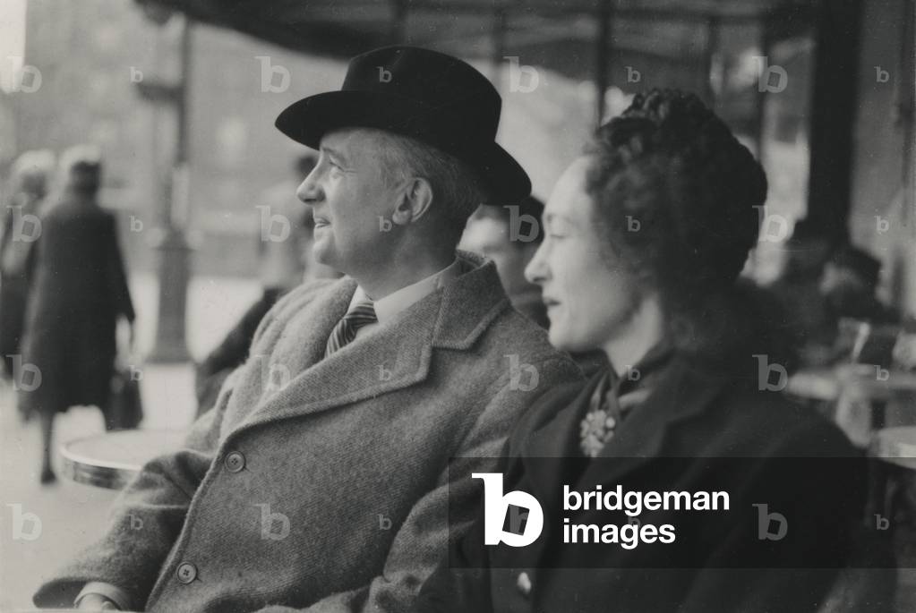 Image of Paul Éluard and his wife Nusch, Paris, 1945 (b/w photo) by ...