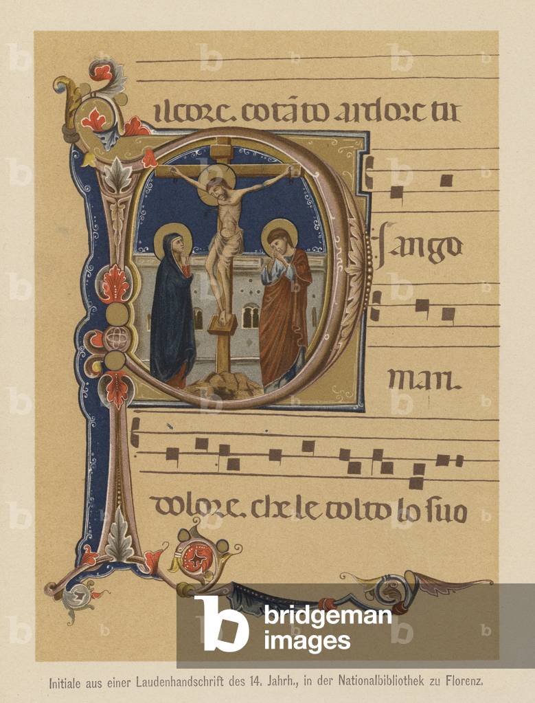 Image of Crucifixion of Jesus Christ, initial from a medieval ...