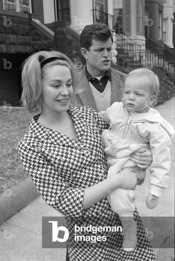 Edward Kennedy with his family in Bronxville, 1963 (b/w photo) by