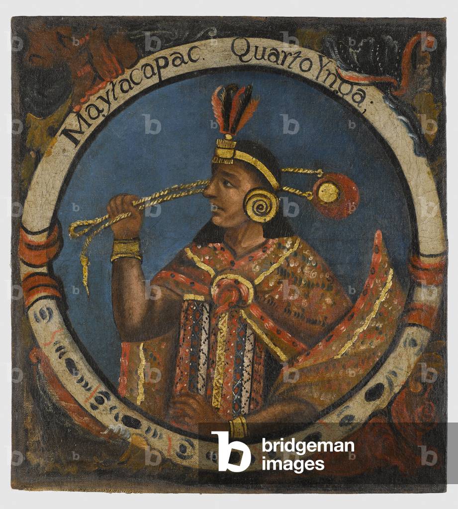 Image of Mayta Capac, Fourth Inca King, mid 18th century (oil on by ...