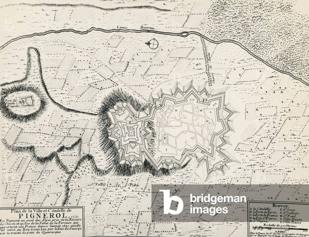 Image of Map of Pinerolo, Engraving, Italy, 17th century