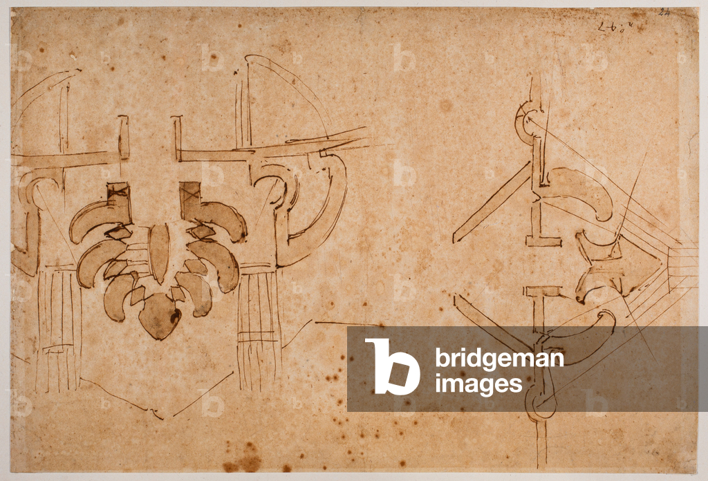 Image of Fortification studies for a gateway, 16th century (drawing) by ...