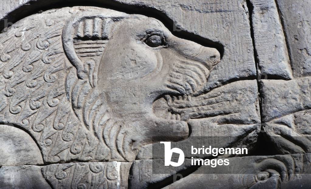 Image of Lion's head, bas-relief, Temple of Sobek and Haroeris, Kom Ombo,