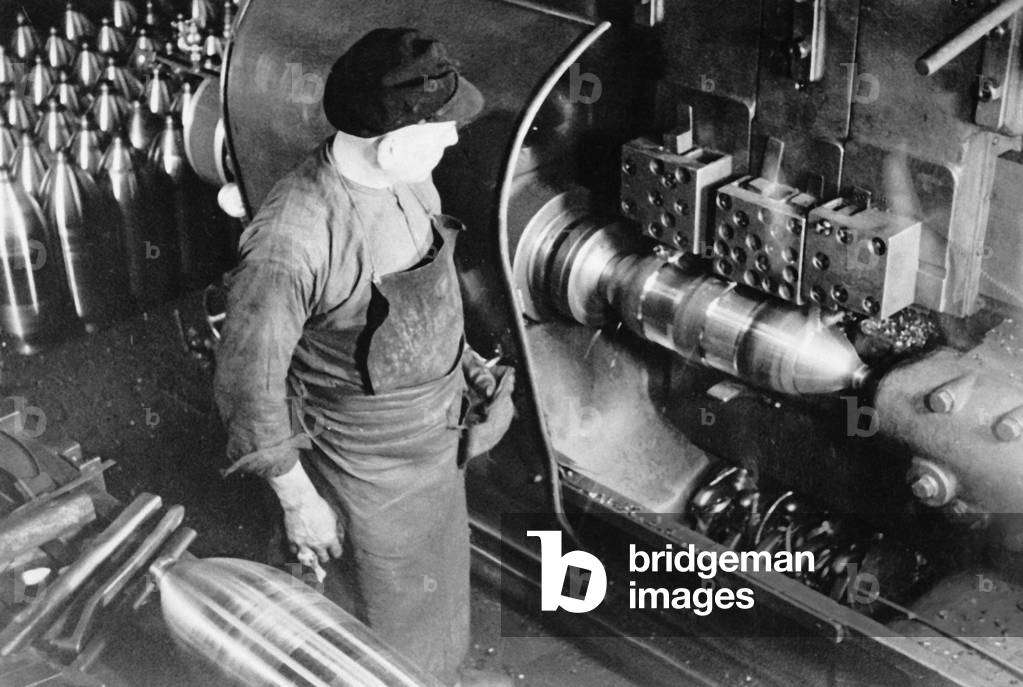 Image of Grenades production in a German munitions factory, 1940 (b/w ...