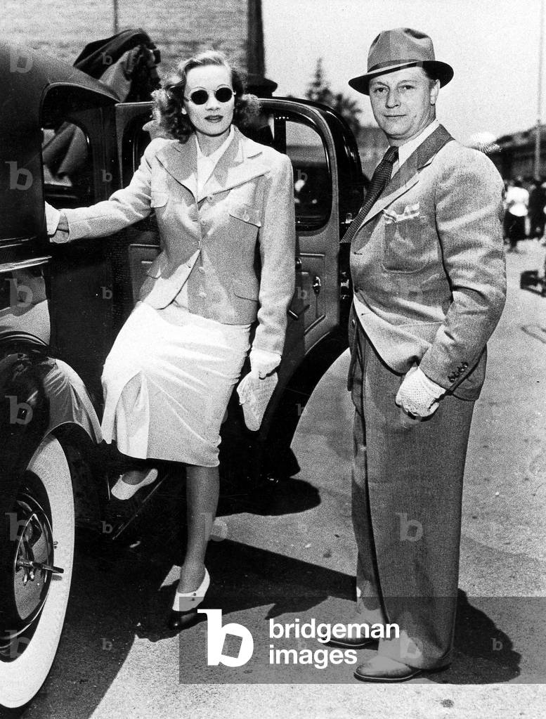 Image of Marlene Dietrich with her husband, Rudolf Sieber, 1937 (b/w photo)