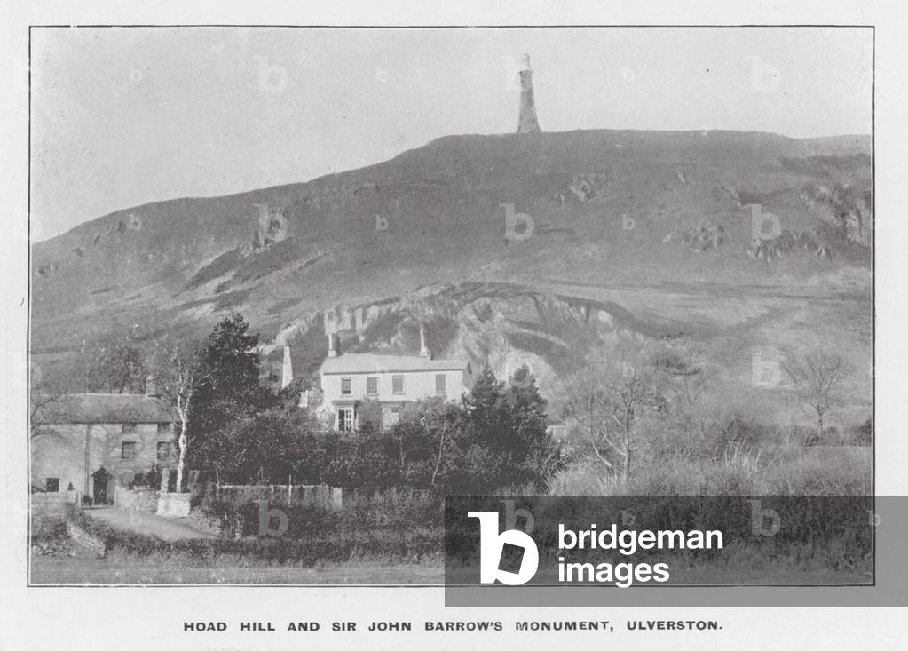 Image of Hoad Hill and Sir John Barrow's Monument, Ulverston (b/w photo ...