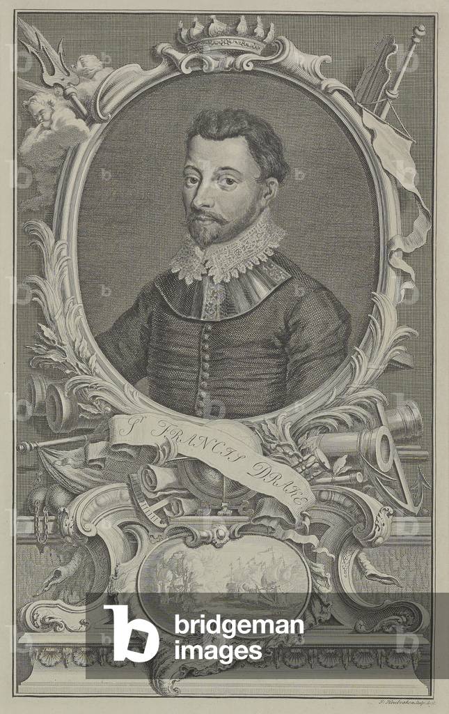 Image of Sir Francis Drake, c.1740 (engraving) by Houbraken, Jacobus ...