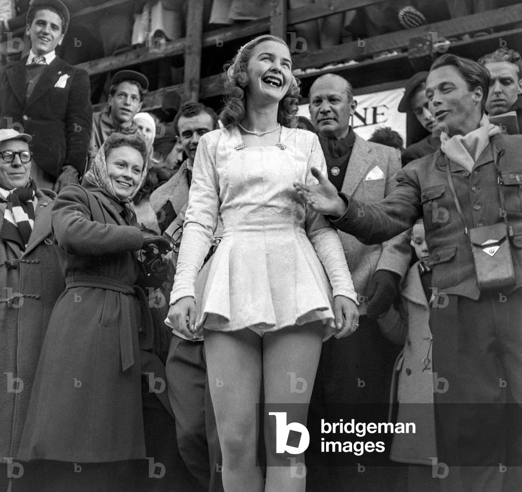 Image of Canadian figure skater Barbara Ann Scott is delighted with her