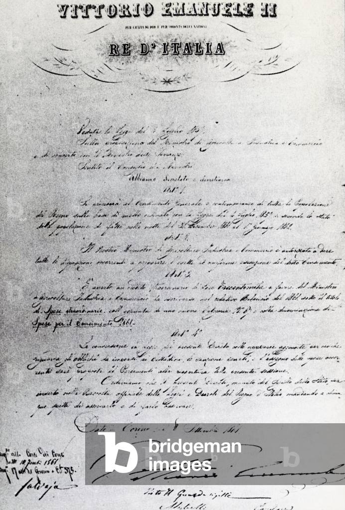 Image of Royal decree ordering first census of Italian population after ...