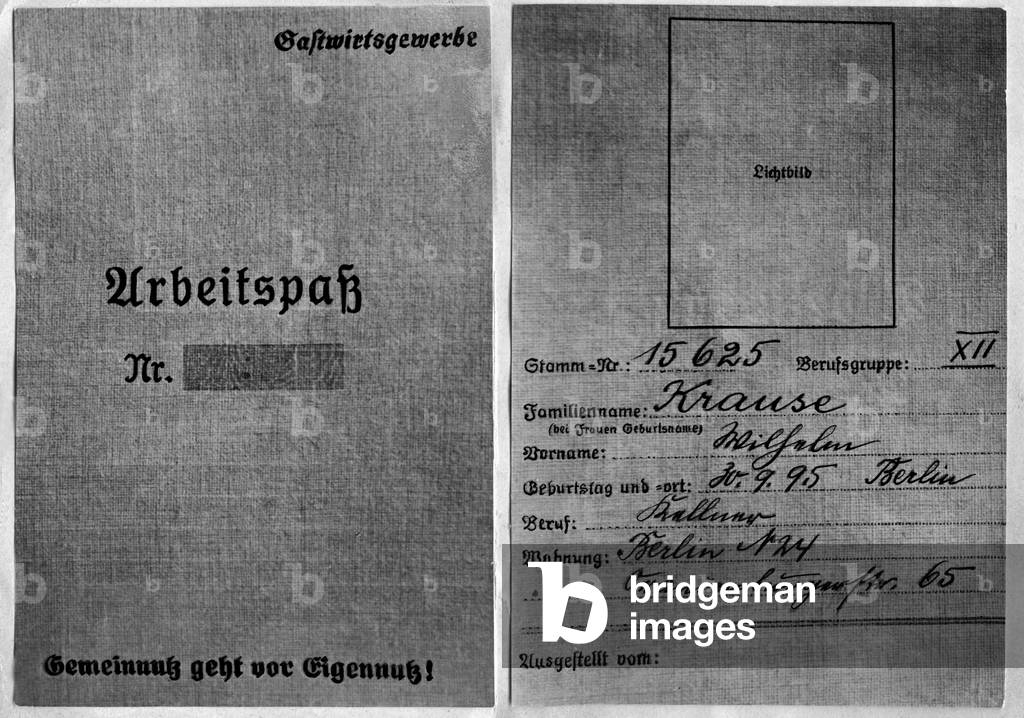 Image of Nazi work identification card