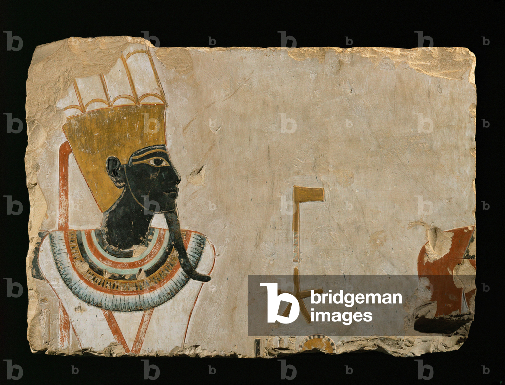 Image of God with a black face, Amun-Min (limestone) by Egyptian 18th Dynasty (c.1567-1320 BC)