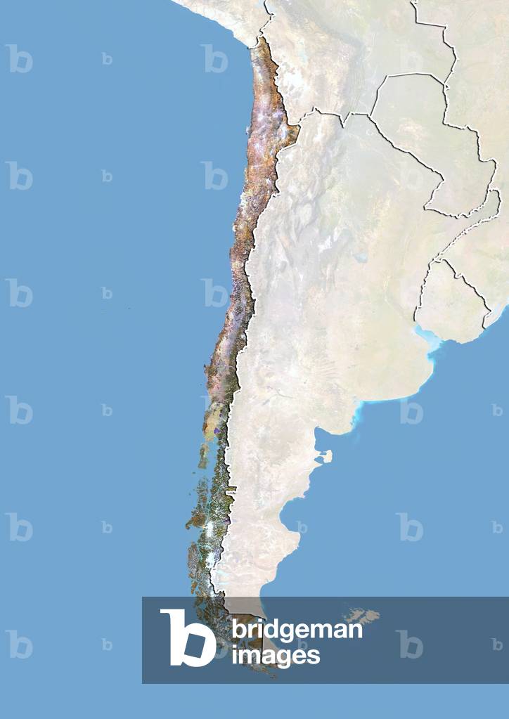 Image of Chile, Satellite Image With Bump Effect, With Border and Mask