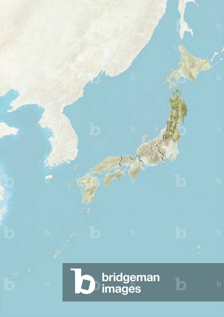 Image of Japan and the Region of Tohoku, Relief Map