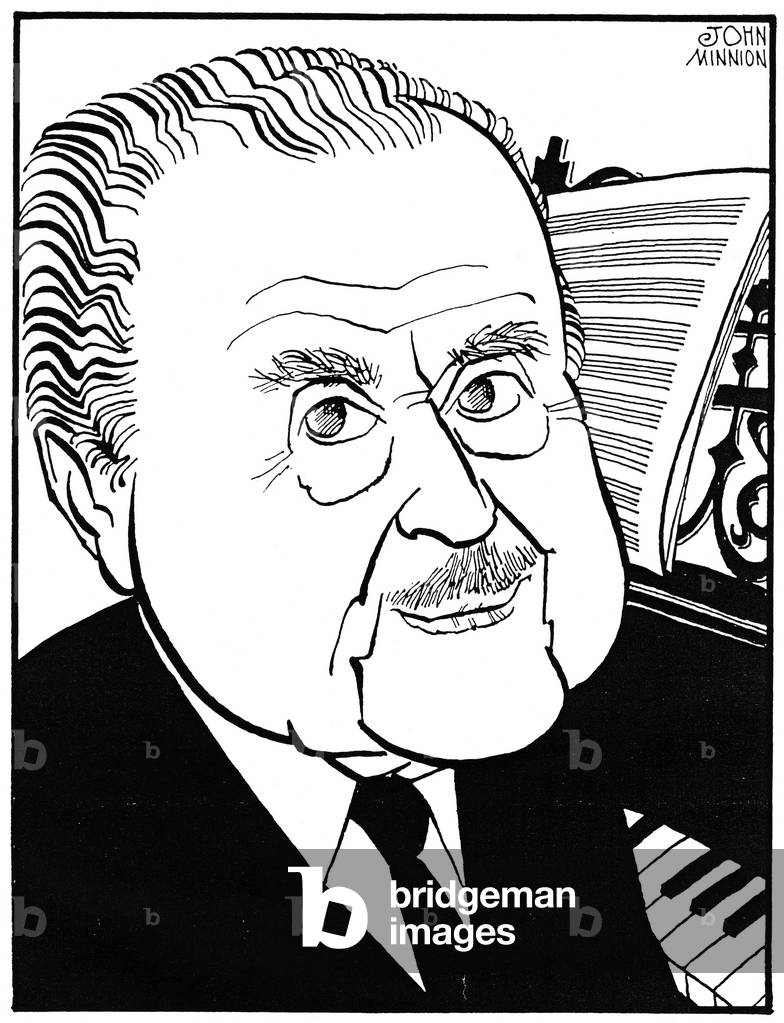 Image of Claudio Arrau León - black and white drawing by John by ...