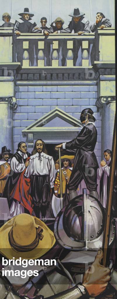 Image of Execution of King Charles I (colour litho) by McBride, Angus ...