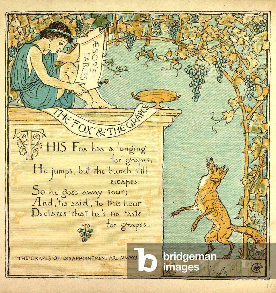The Fox and the Grapes, from 'The Baby's Own Aesop', 1887 (colour litho)