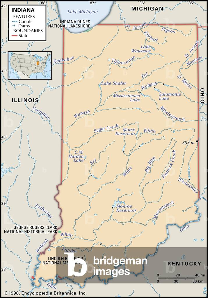 Image of Physical map of Indiana