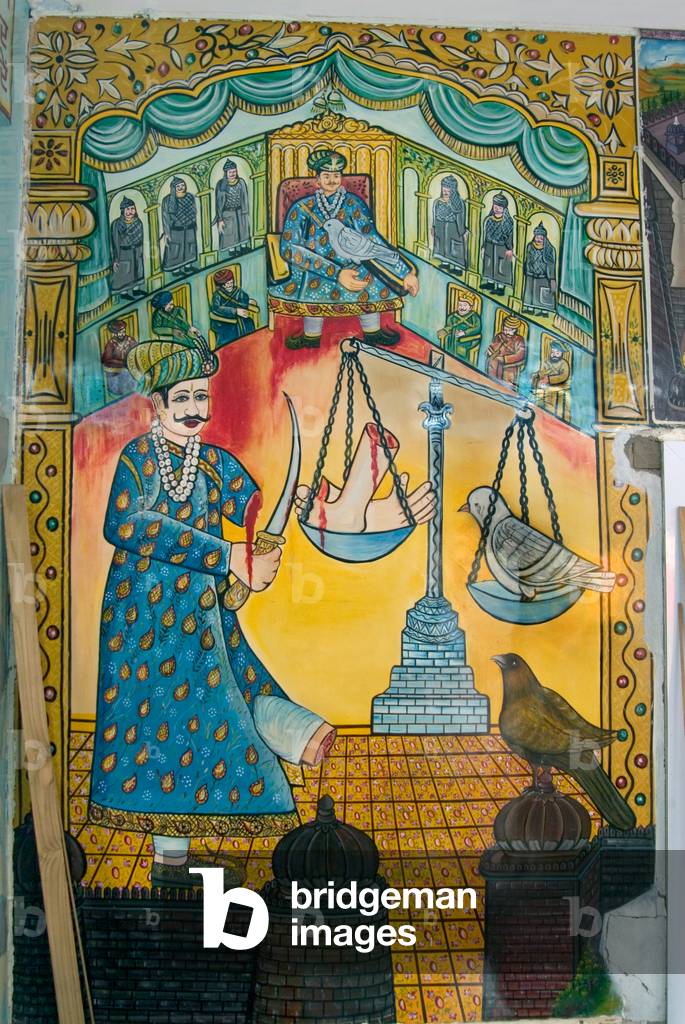 Image of Jainism: Mural showing story of King Meghrath in reception area