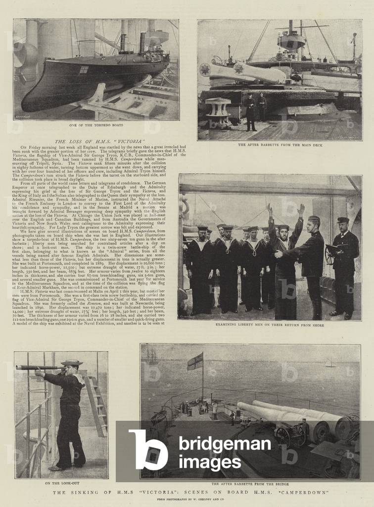 Image of The Sinking of HMS 'Victoria', Scenes on Board HMS 'Camperdown ...