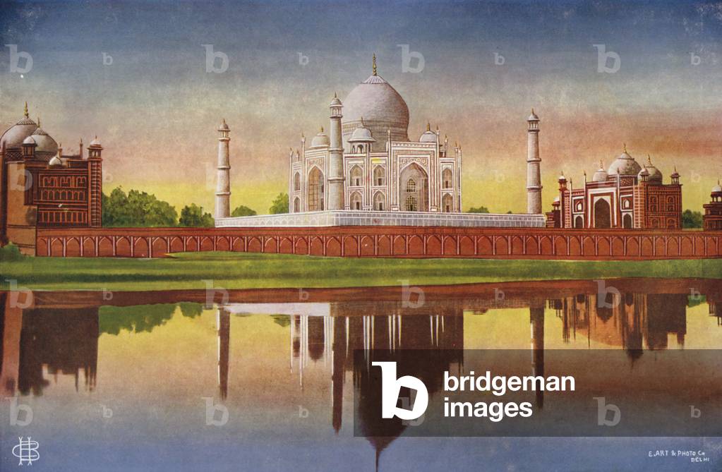Image of Taj Mahal with Masjid and Jamat Khana, With shade of by Indian Photographer, (20th century)