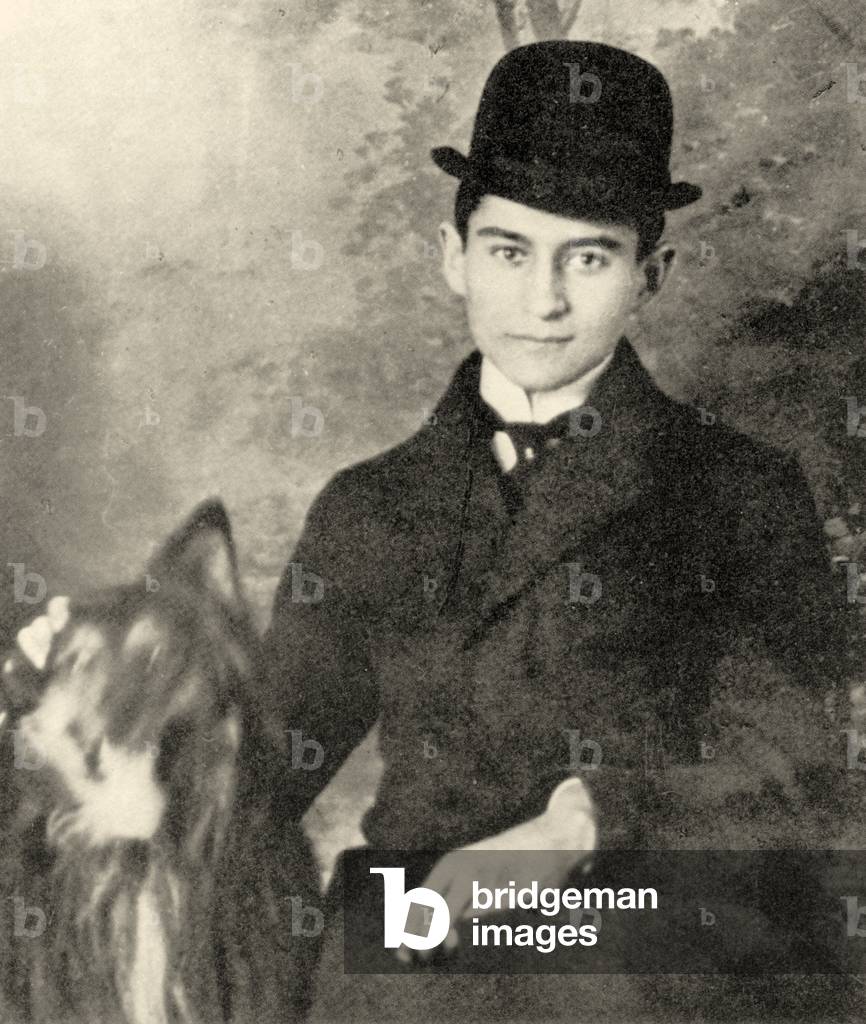 Image of Franz Kafka with his dog, 1910 (b/w photo) by Czech School ...