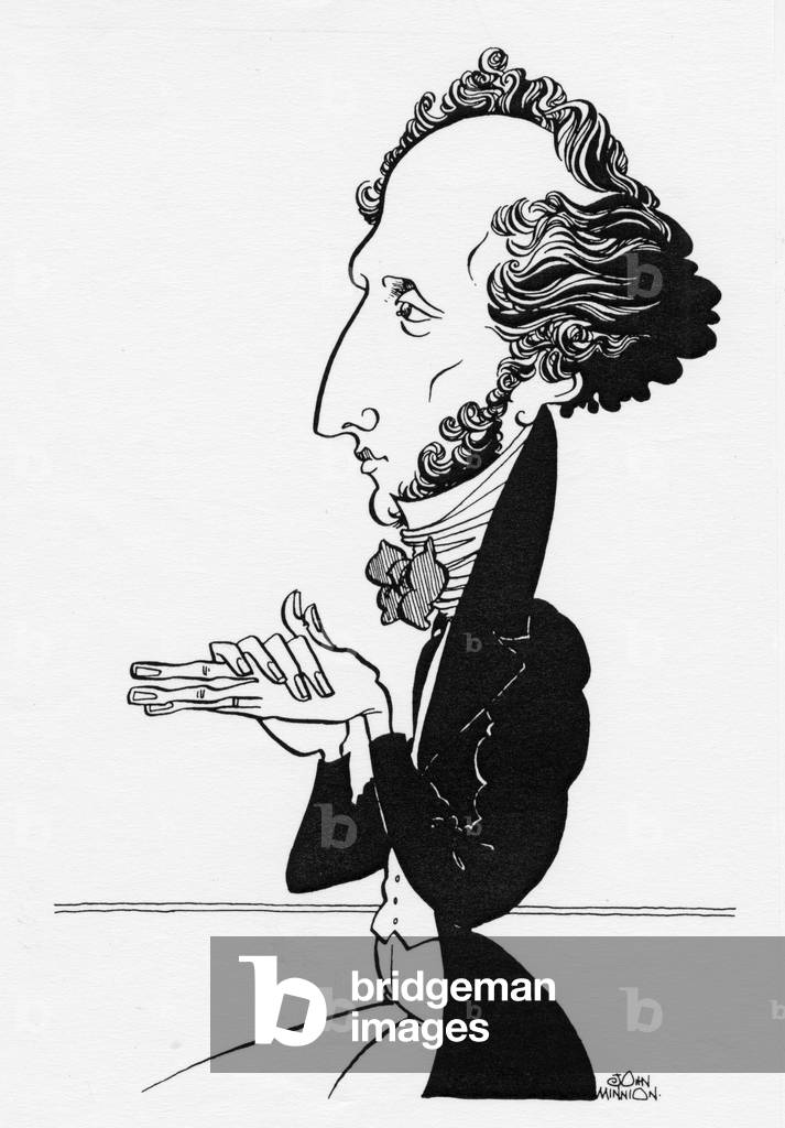 Image of Felix Mendelssohn - Caricature of the German composer, 3 by ...