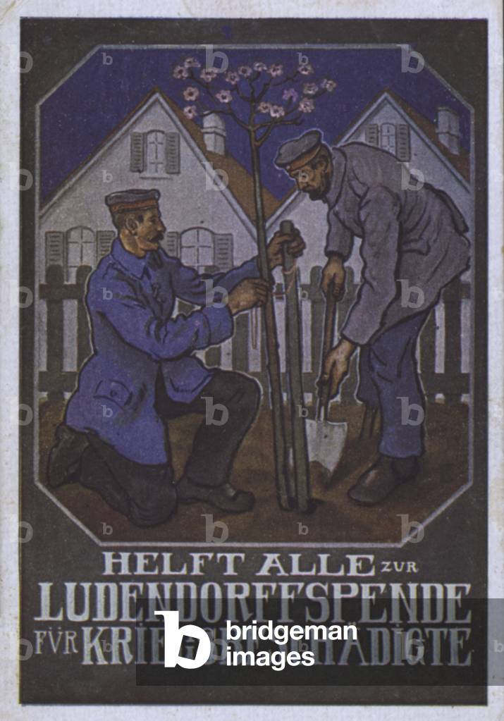 Image of German soldiers planting a tree, appeal for the Ludendorff ...